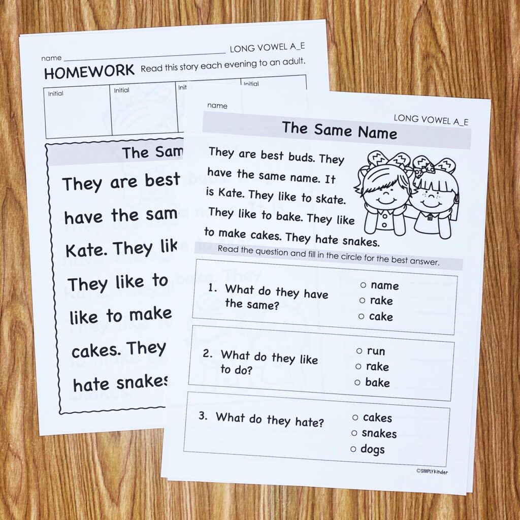 Long A Fluency Passages : Kindergarten & First Grade - Simply Kinder