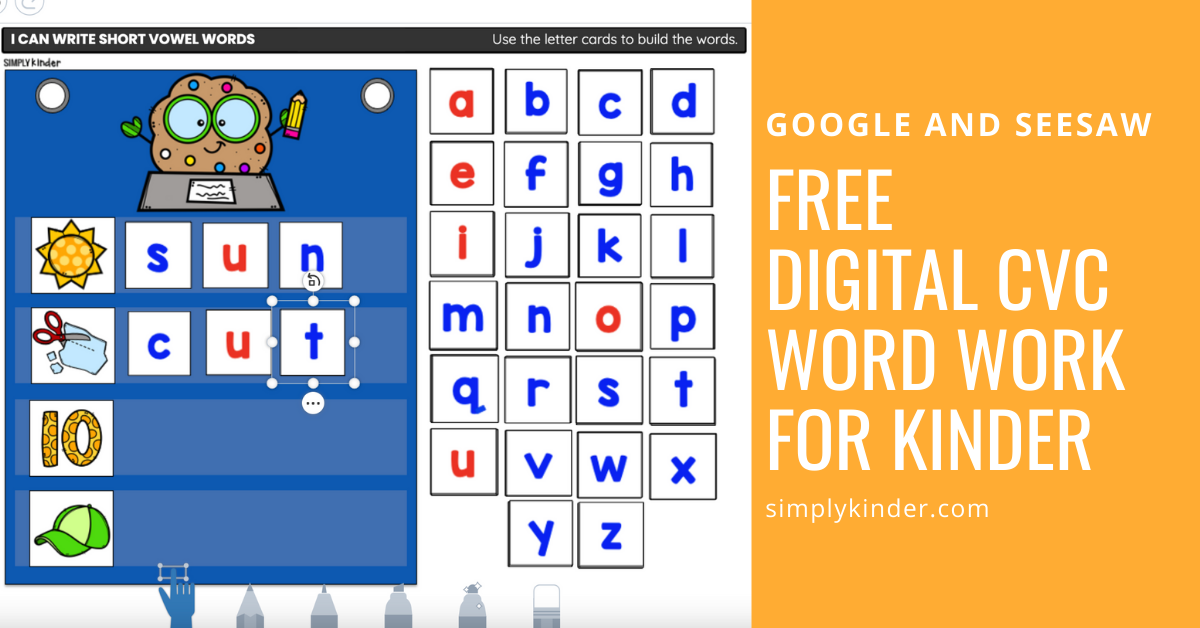 Free Digital CVC Activity for Kindergarten: Google & Seesaw - Simply Kinder