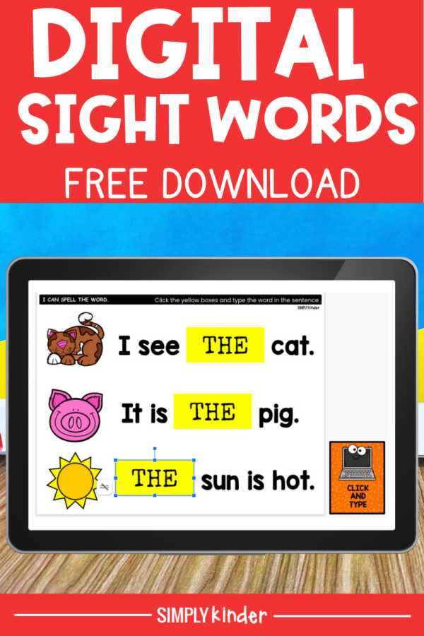 Free Digital Sight Words Activities for Kindergarten - Simply Kinder