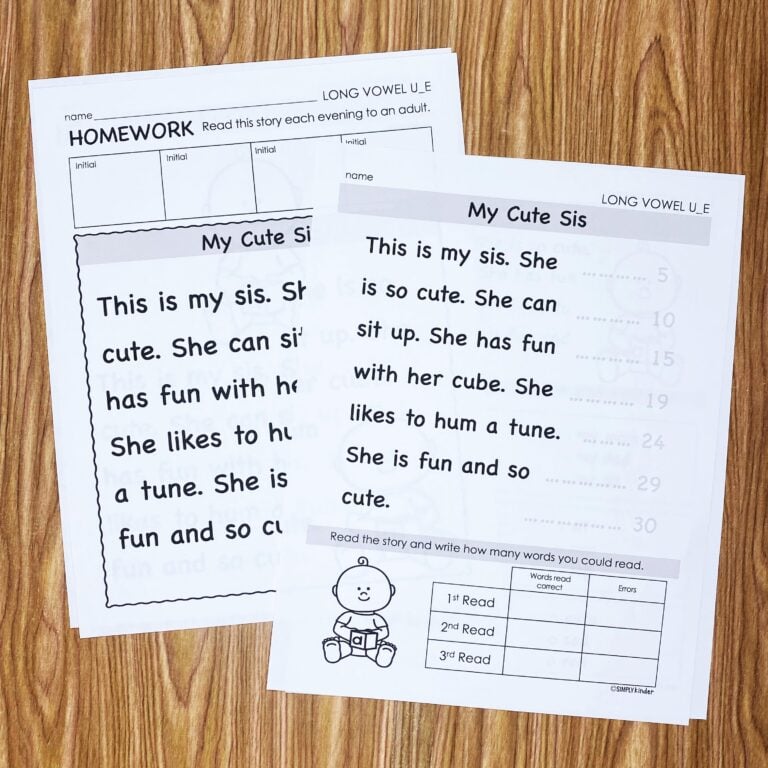 Long U Fluency Passages : Kindergarten & First Grade - Simply Kinder