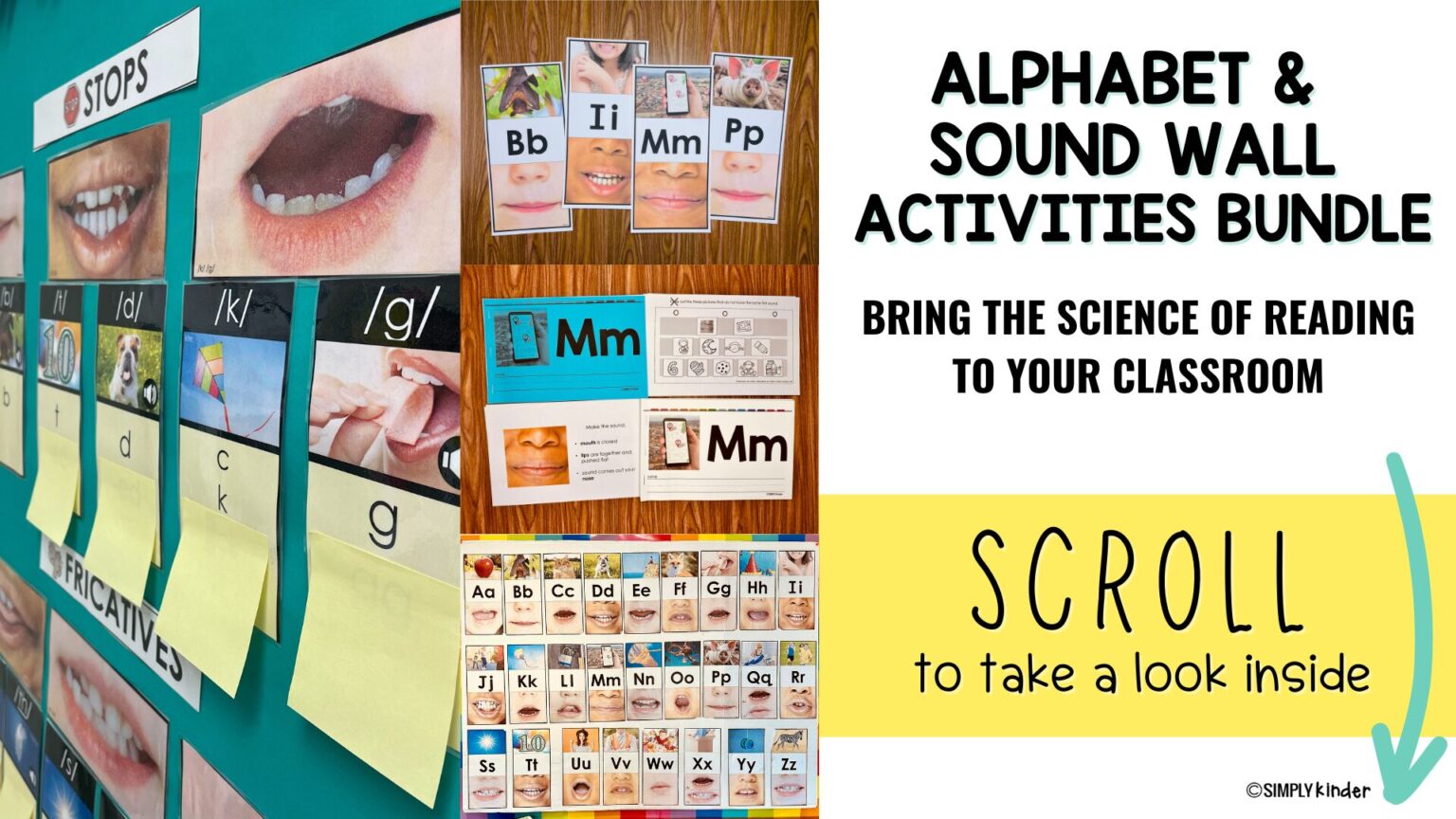 Sound Wall with Mouth Pictures, Alphabet Posters Science of Reading ...