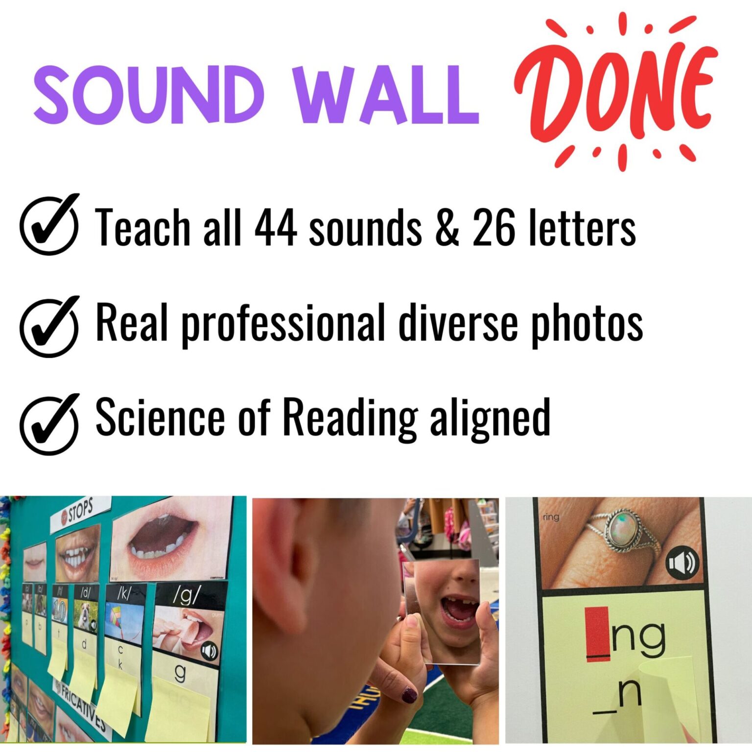 Kindergarten Sound Wall with Mouth Pictures, Labels, Locks, Science of ...