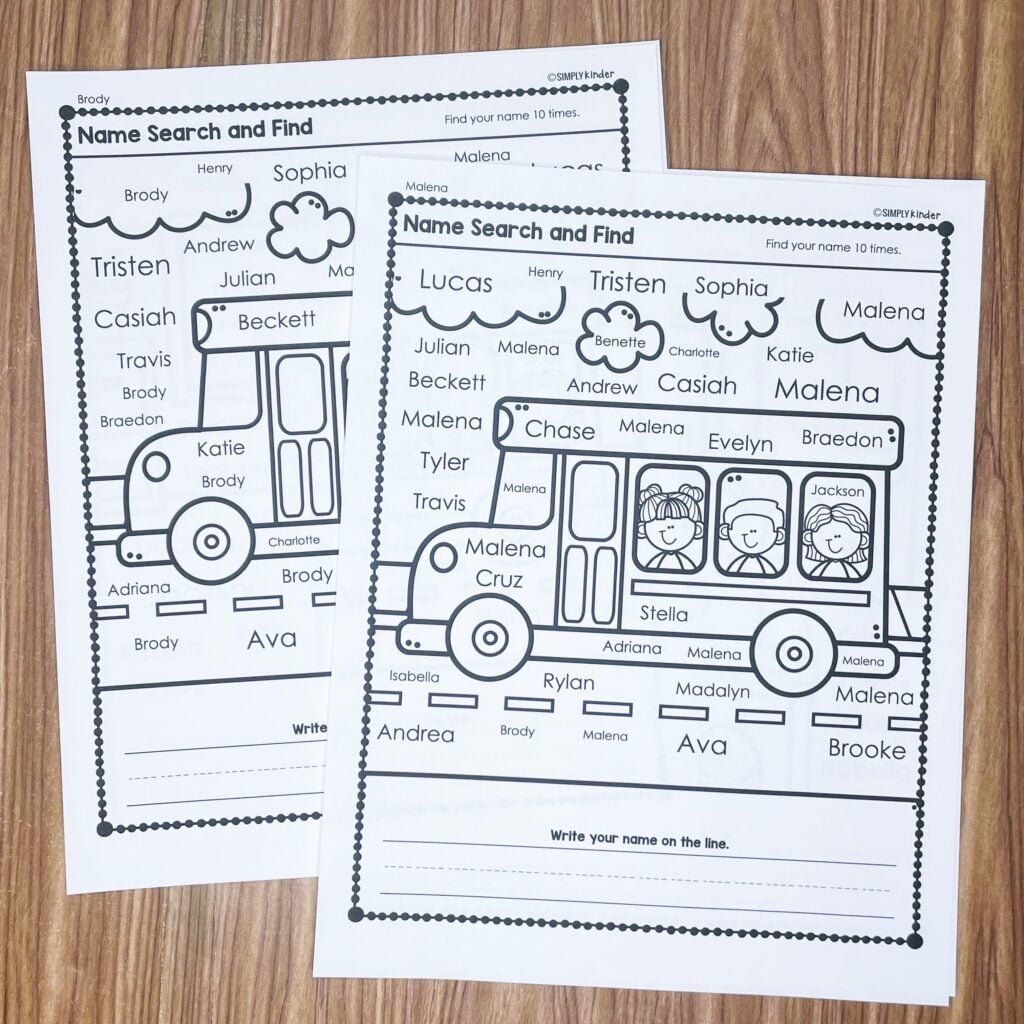 Editable Names Search and Find - Simply Kinder