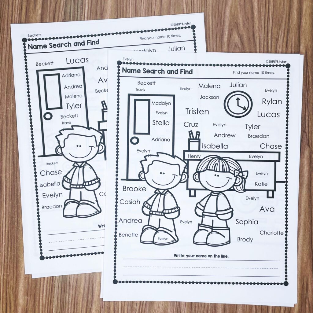 Editable Names Search and Find - Simply Kinder