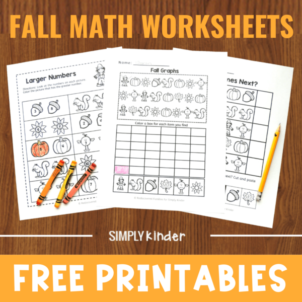 Free Fall Math Worksheets To Use With Kinders - Simply Kinder