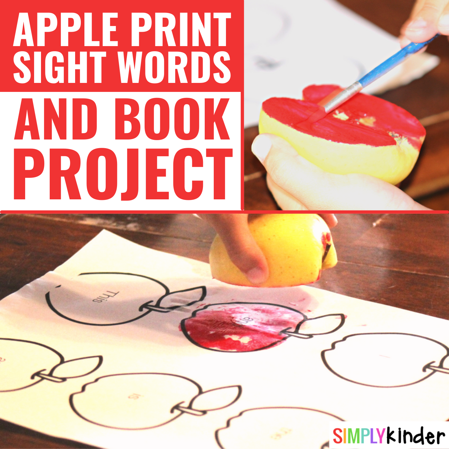 Apple Print Sight Words and Printable Book Project - Simply Kinder