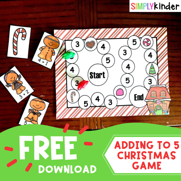 Here's a Free Adding Within Five Christmas Game