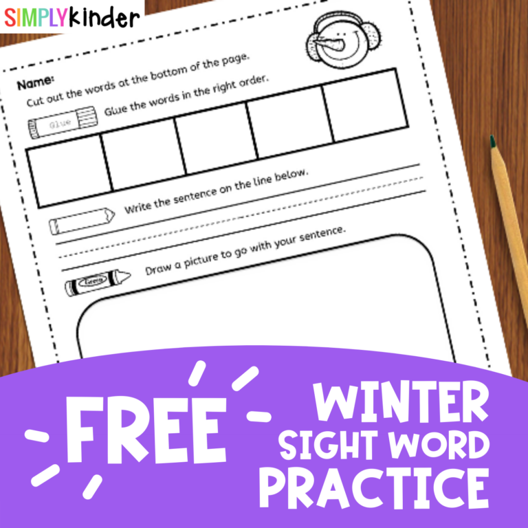 Winter Sight Word Practice Sheets For Kindergarten - Simply Kinder