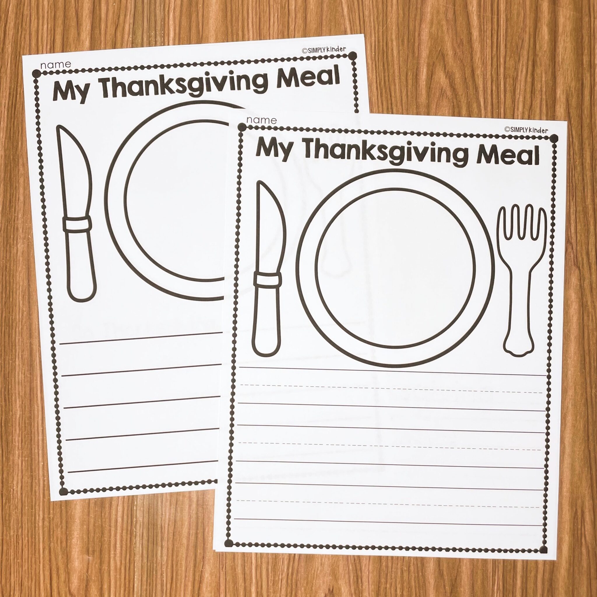 Thanksgiving Dinner Writing Craft - Simply Kinder