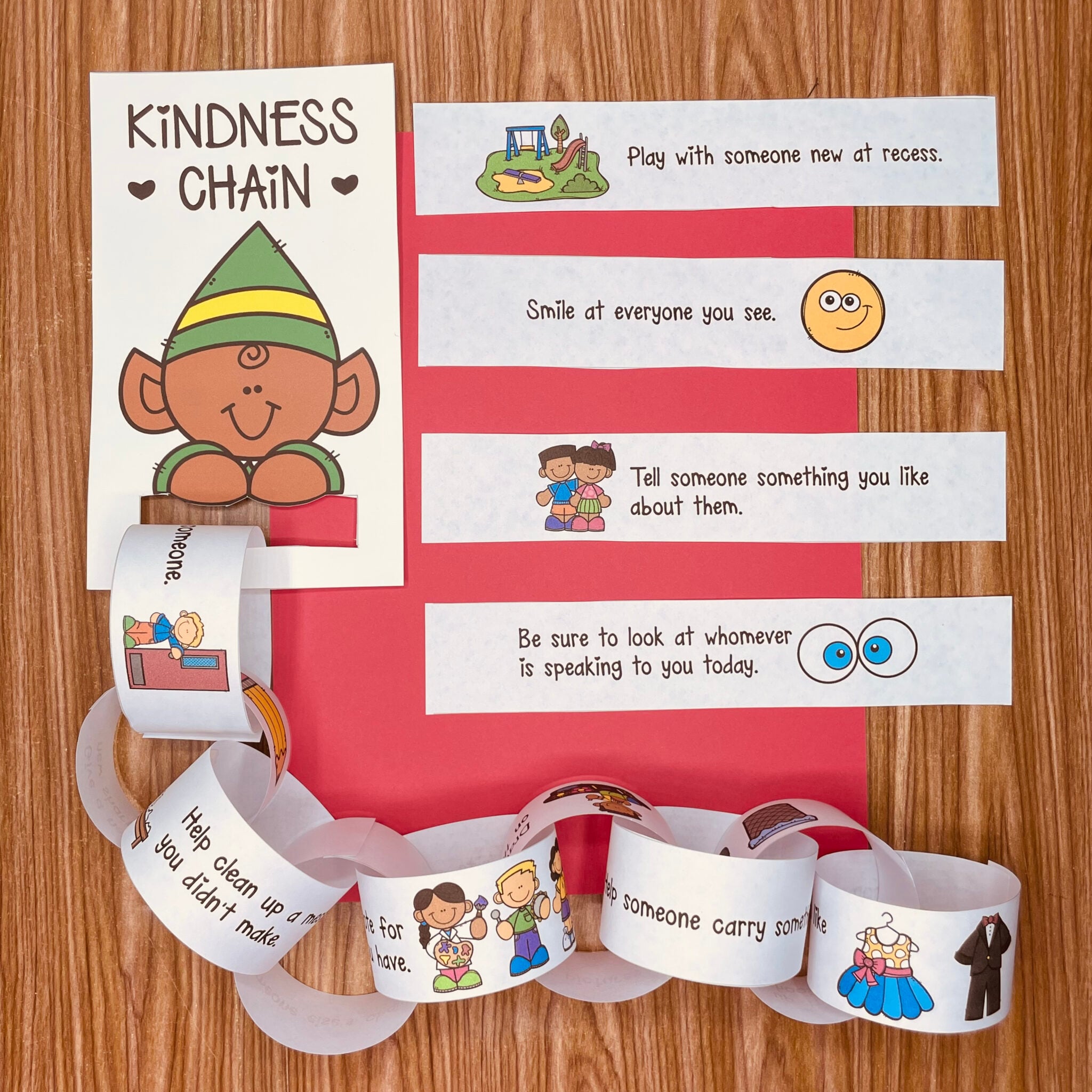 Holiday Classroom Elf and Kindness Chain - Simply Kinder