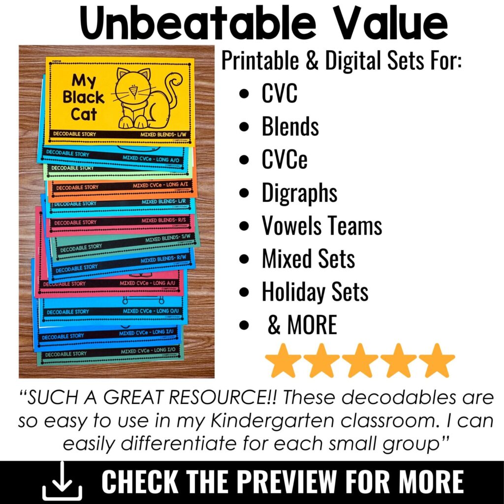 Decodable Readers Kindergarten, Science of Reading, CVC Decodable ...