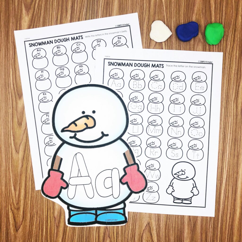 Snowman Alphabet Dough Mats - Simply Kinder
