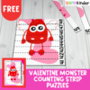 Valentine Monster Counting Strip Puzzles for math centers