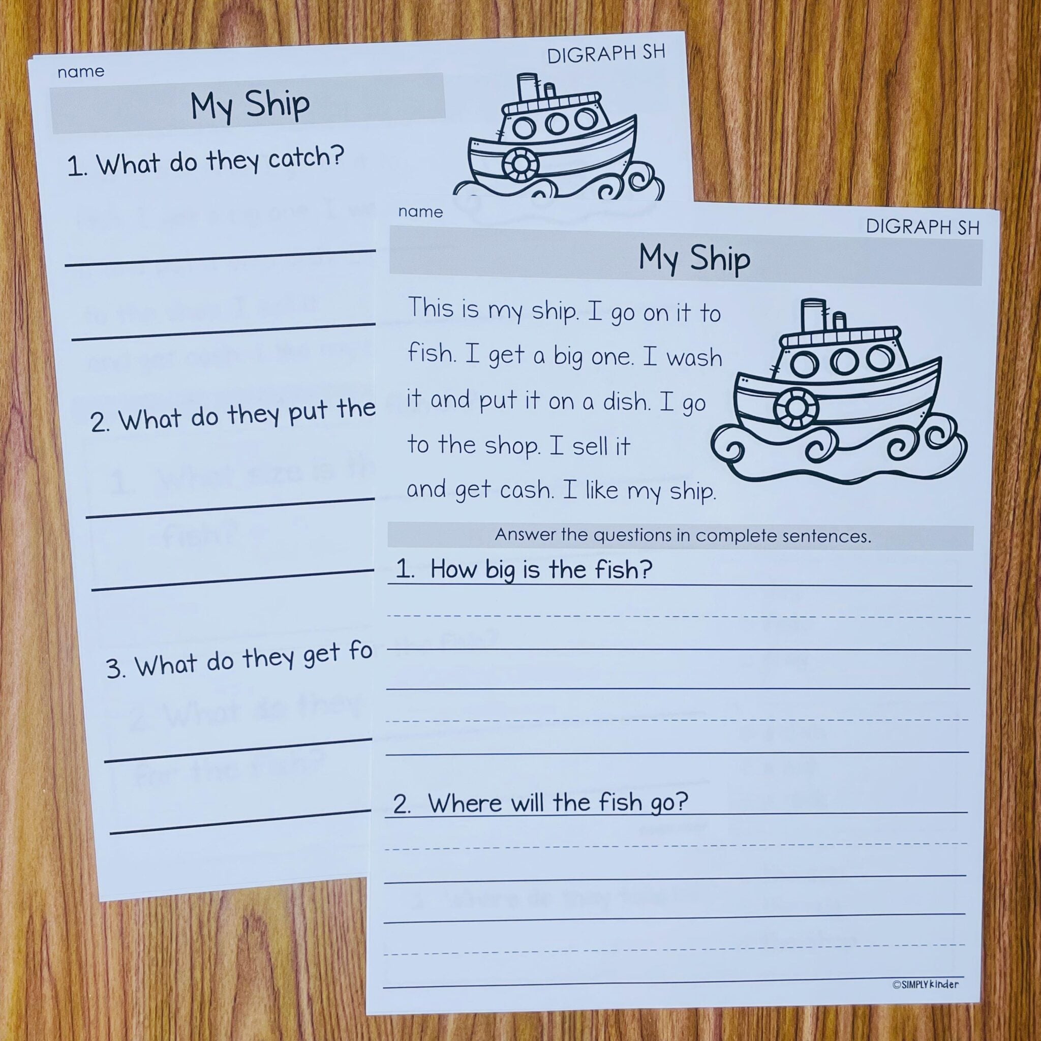 Digraph SH Fluency Passages Kindergarten - Simply Kinder