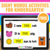 Free Digital Sight Words Activities for Kindergarten - Simply Kinder