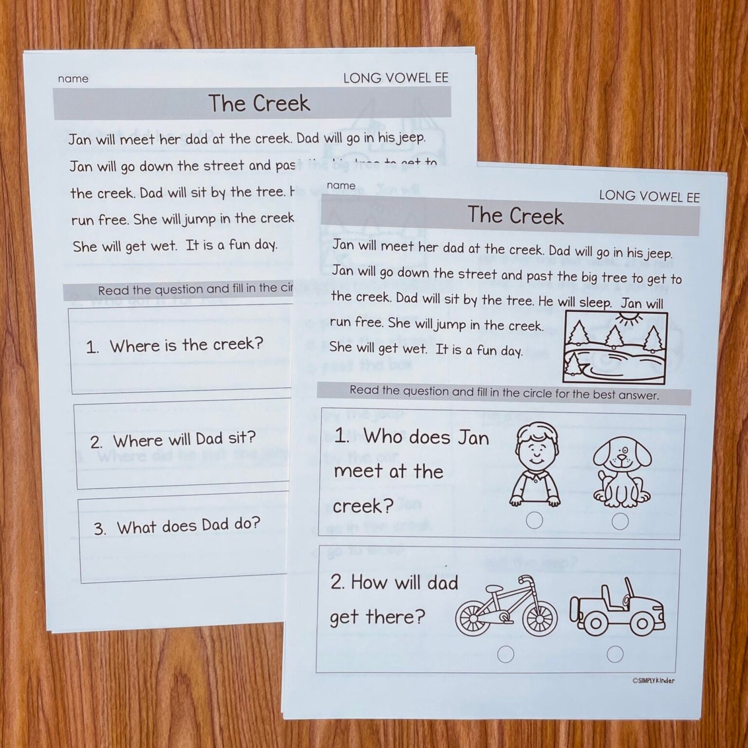 Long Vowel EE Fluency Passages Kindergarten - Simply Kinder