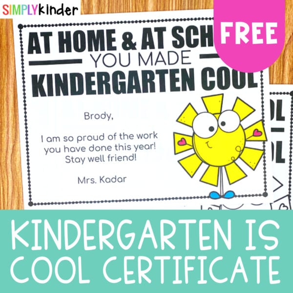 Kindergarten is Cool Certificate - Simply Kinder