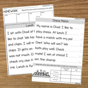 Digraph CH Fluency Passages Kindergarten - Simply Kinder