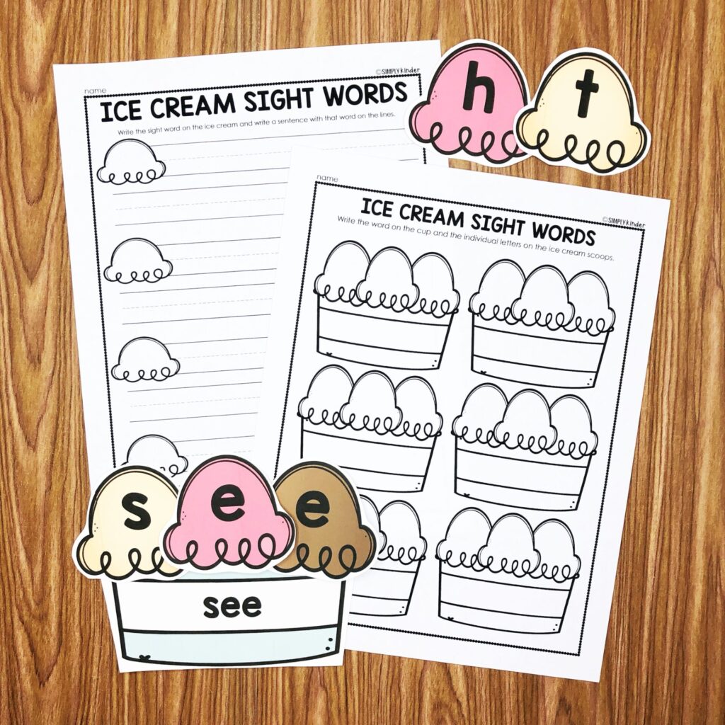 Ice Cream Sight Word Center - Simply Kinder