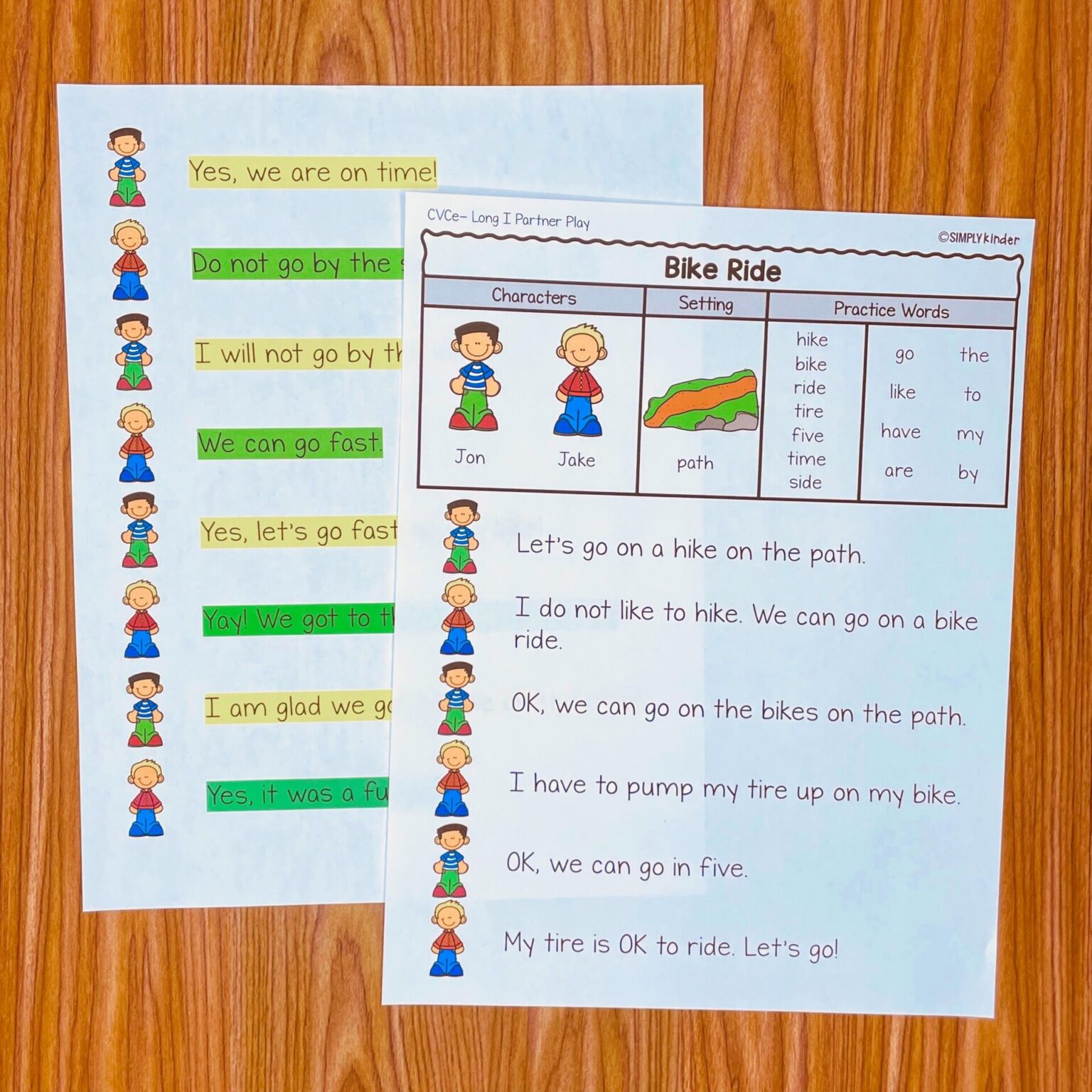 CVCe Long I Readers Theater for Kindergarten | Bike Ride - Simply Kinder