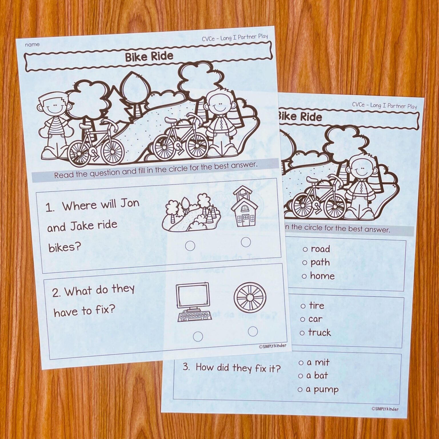 CVCe Long I Readers Theater for Kindergarten | Bike Ride - Simply Kinder