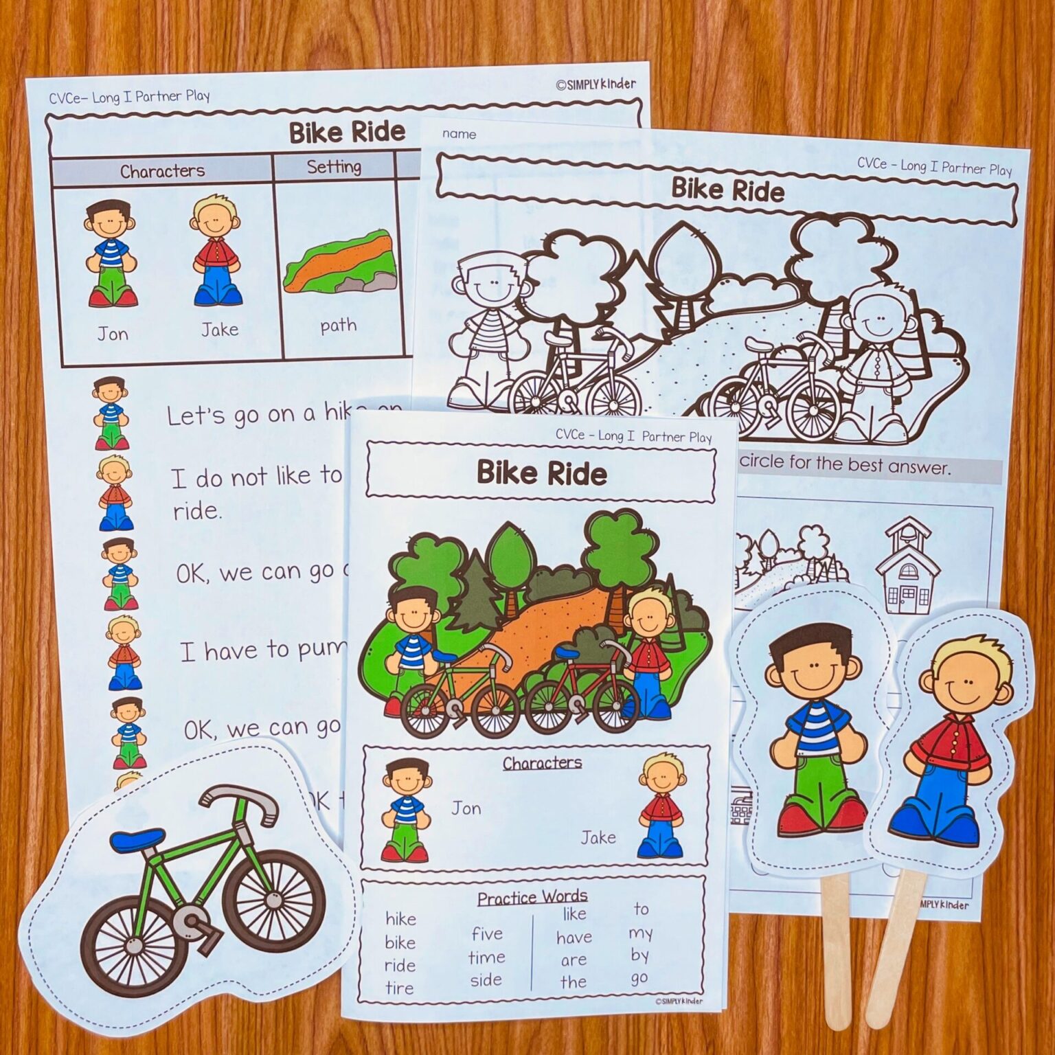 CVCe Long I Readers Theater for Kindergarten | Bike Ride - Simply Kinder