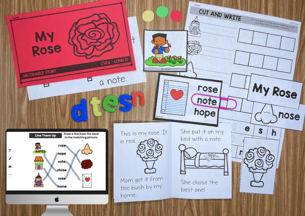 CVCe O Decodable Reader with Activities | My Rose - Simply Kinder