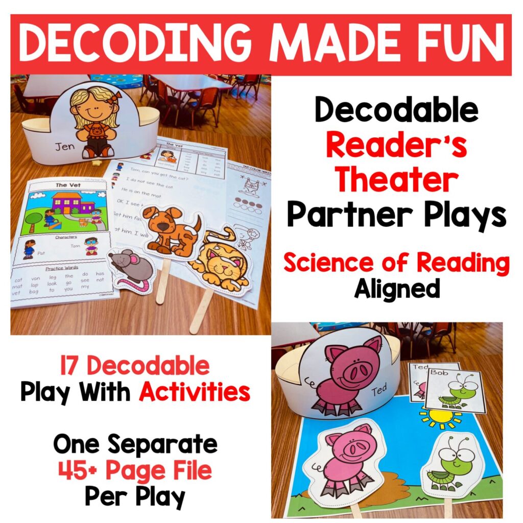 Decodable Partner Plays, Readers Theater for Kindergarten & First ...