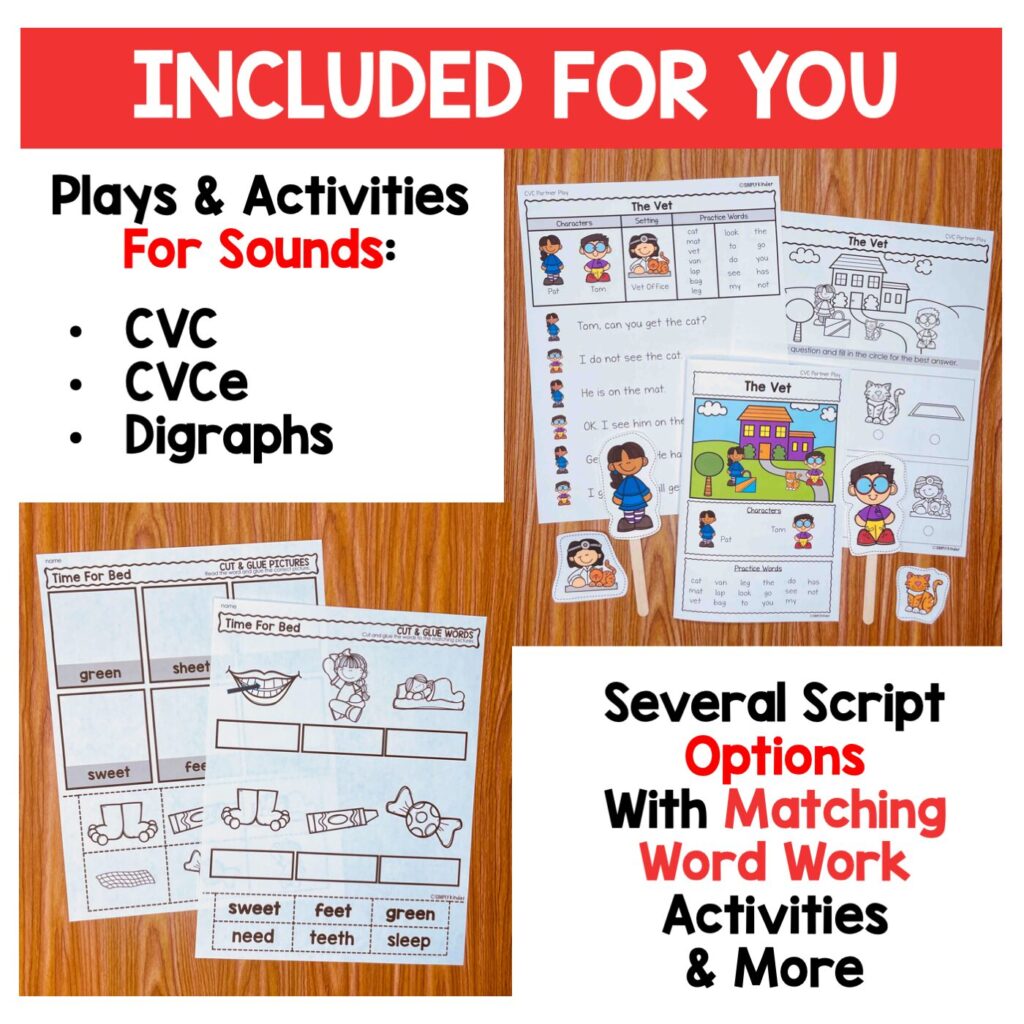 Decodable Partner Plays, Readers Theater for Kindergarten & First ...