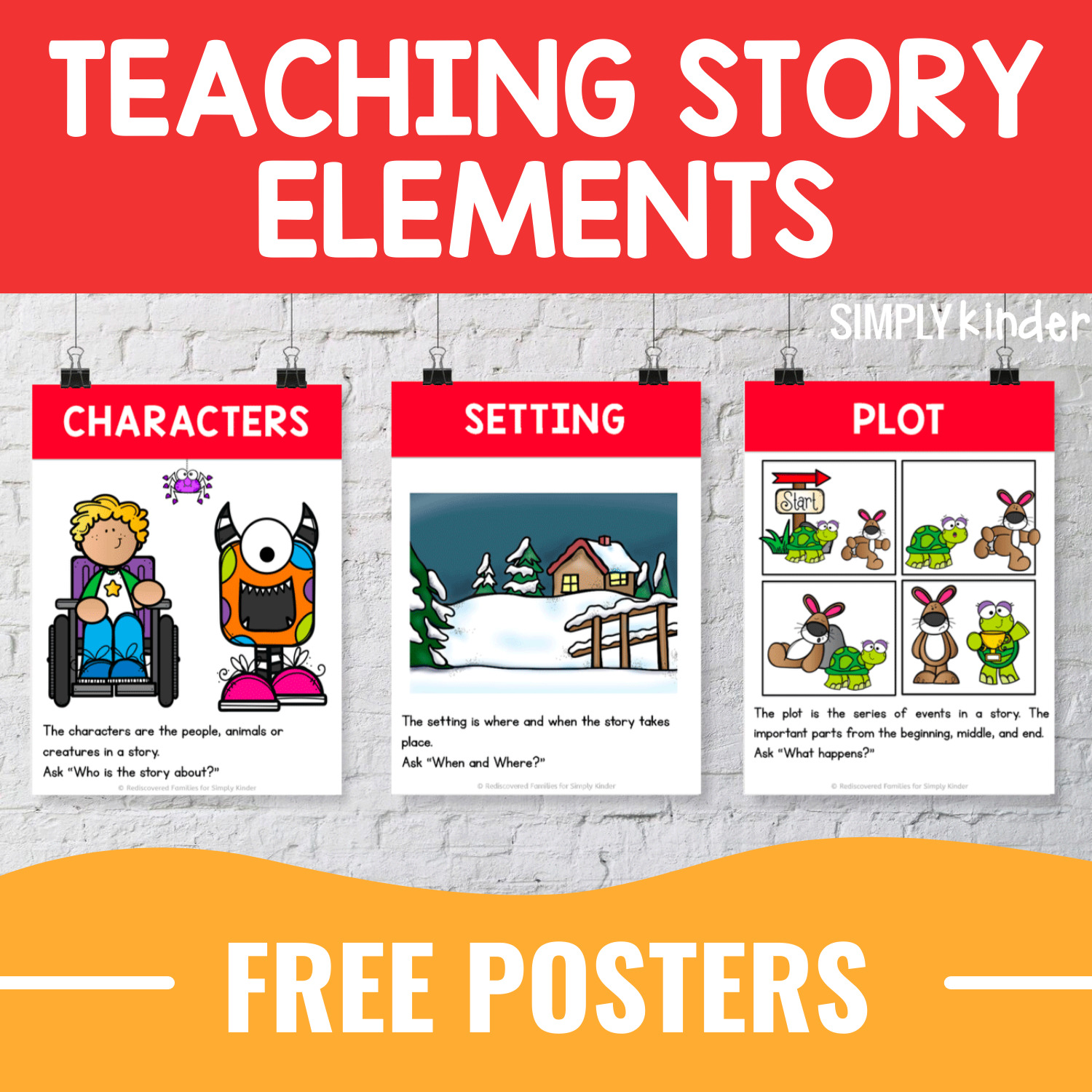 Teaching Story Elements Free Literacy Posters Simply Kinder