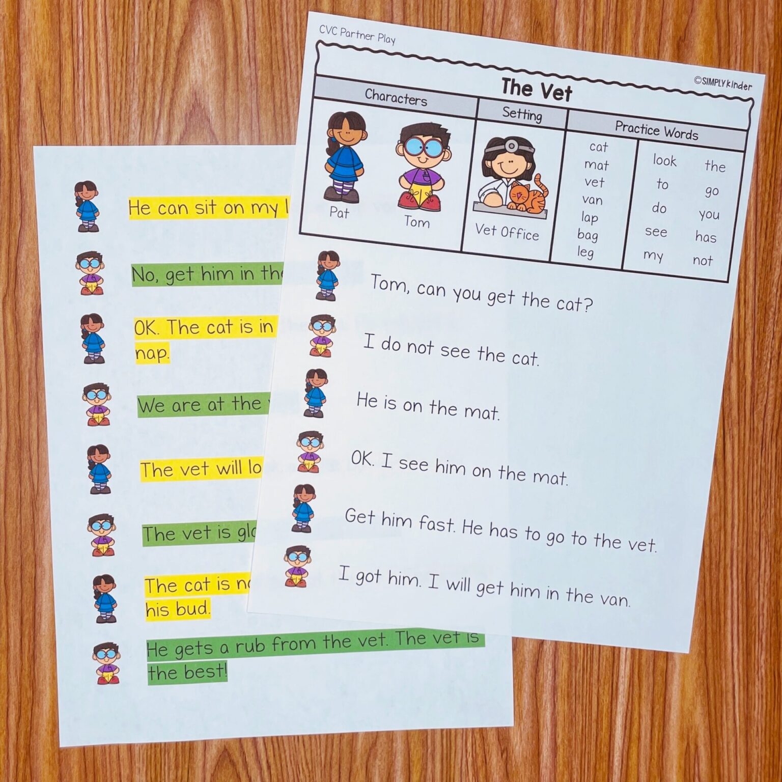 Readers Theater for Kindergarten | CVC Play | The Vet - Simply Kinder