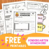 Kindergarten Homework - Free Third Quarter - Simply Kinder