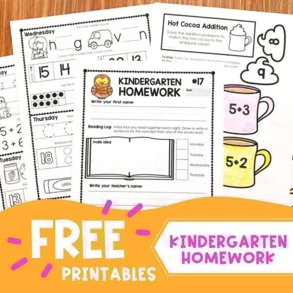 Kindergarten Homework - Free Third Quarter - Simply Kinder