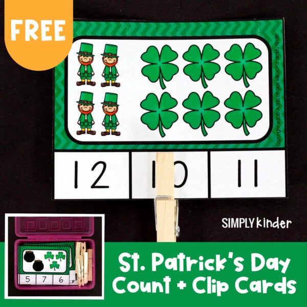 St. Patrick's Day Count and Clip Cards - Simply Kinder