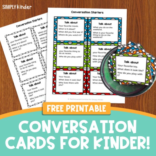 Free Conversation Cards to Help Kinders Practice Speaking and Listening ...