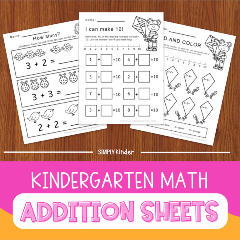 Kindergarten Math Activity: Fun With Addition Worksheets - Simply Kinder