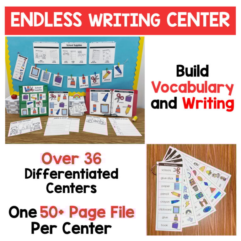 Kindergarten Writing Center, Vocabulary Writing Centers Activities for ...