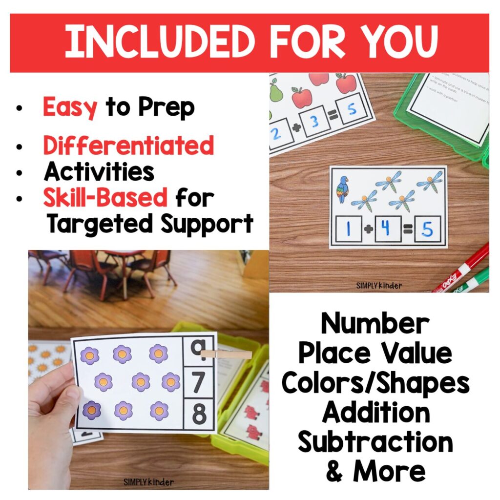 Kindergarten Math Centers for Intervention Kit, Center Small Group ...