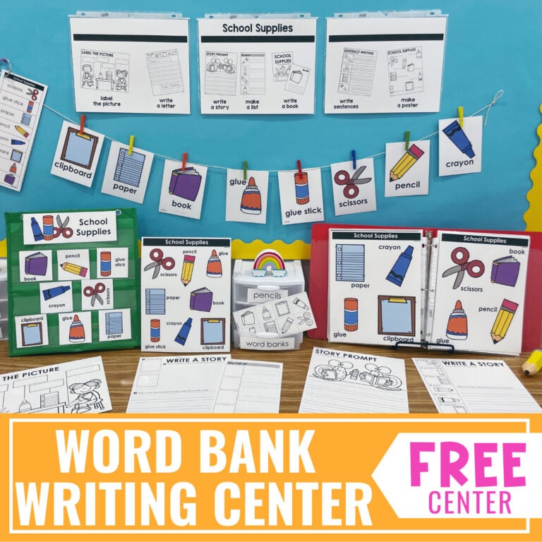 Word Bank Writing Centers for Kindergarten - Simply Kinder