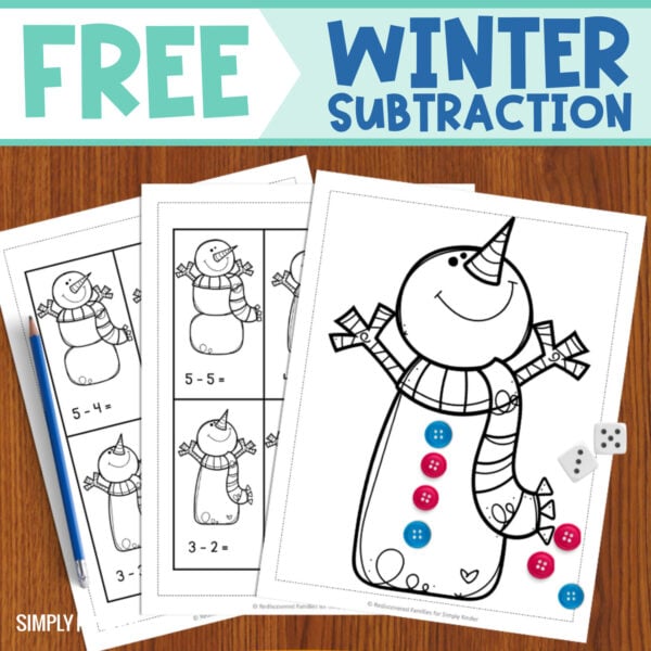 Winter Subtraction Activity for Kinders (Free Printable) - Simply Kinder