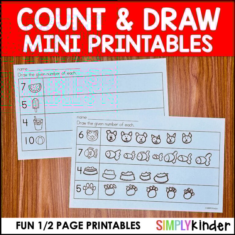 Count and Draw Mini Printables - Simply Kinder