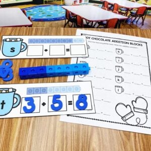 Winter Math Center, Hot Chocolate Addition Center for Kindergarten ...