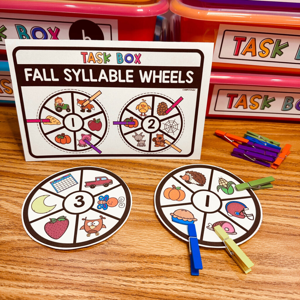 Fall Syllable Word Wheel Morning Work Task Box Center for Fall - Simply ...