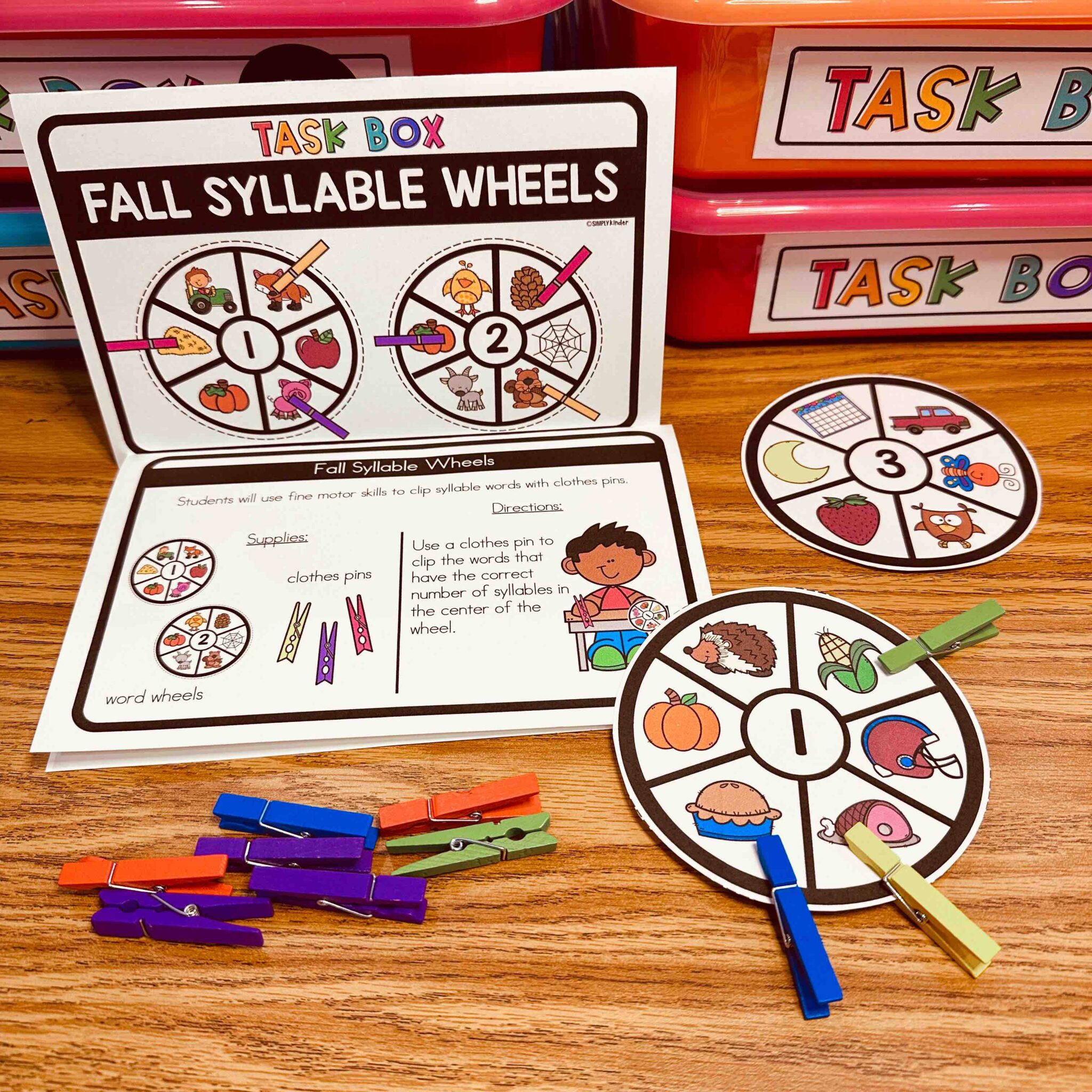 Fall Syllable Word Wheel Morning Work Task Box Center for Fall - Simply ...