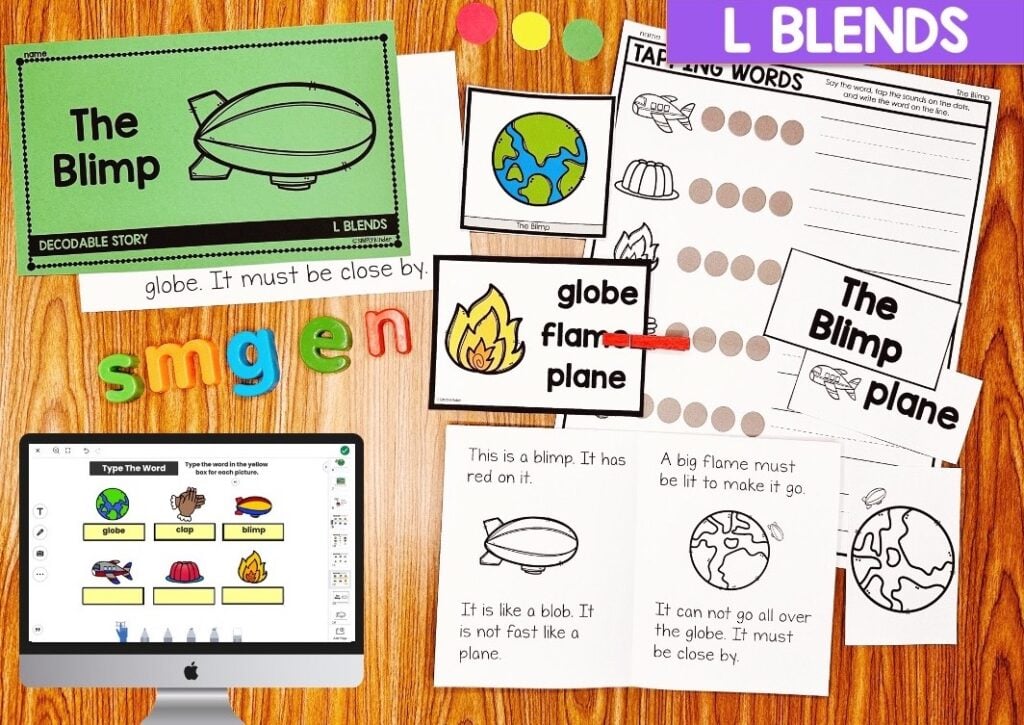 L Blends Decodable Reader with Activities, The Blimp - Simply Kinder