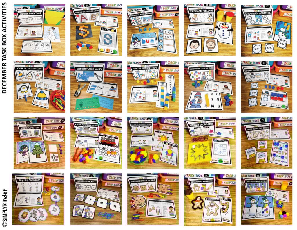 December Morning Bins Task Boxes - Simply Kinder