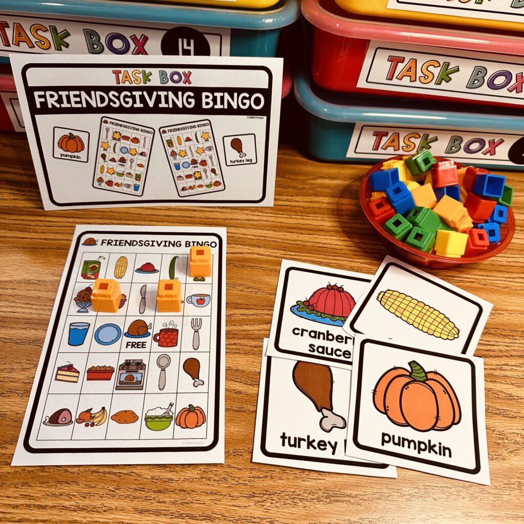 Thanksgiving BINGO Morning Work Task Box Center for Fall ...