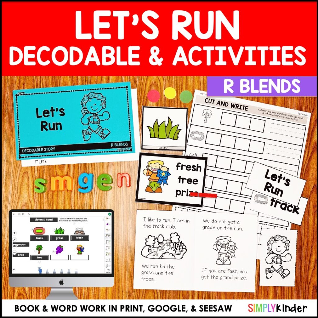 R Blends Decodable Reader with Activities, Lets Run - Simply Kinder