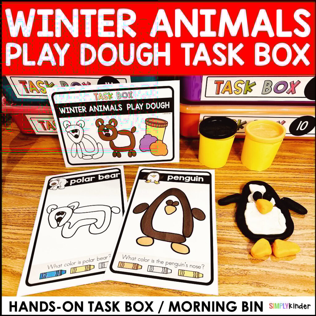 Winter Animal Playdough Center or Task Box for Morning Work - Simply Kinder