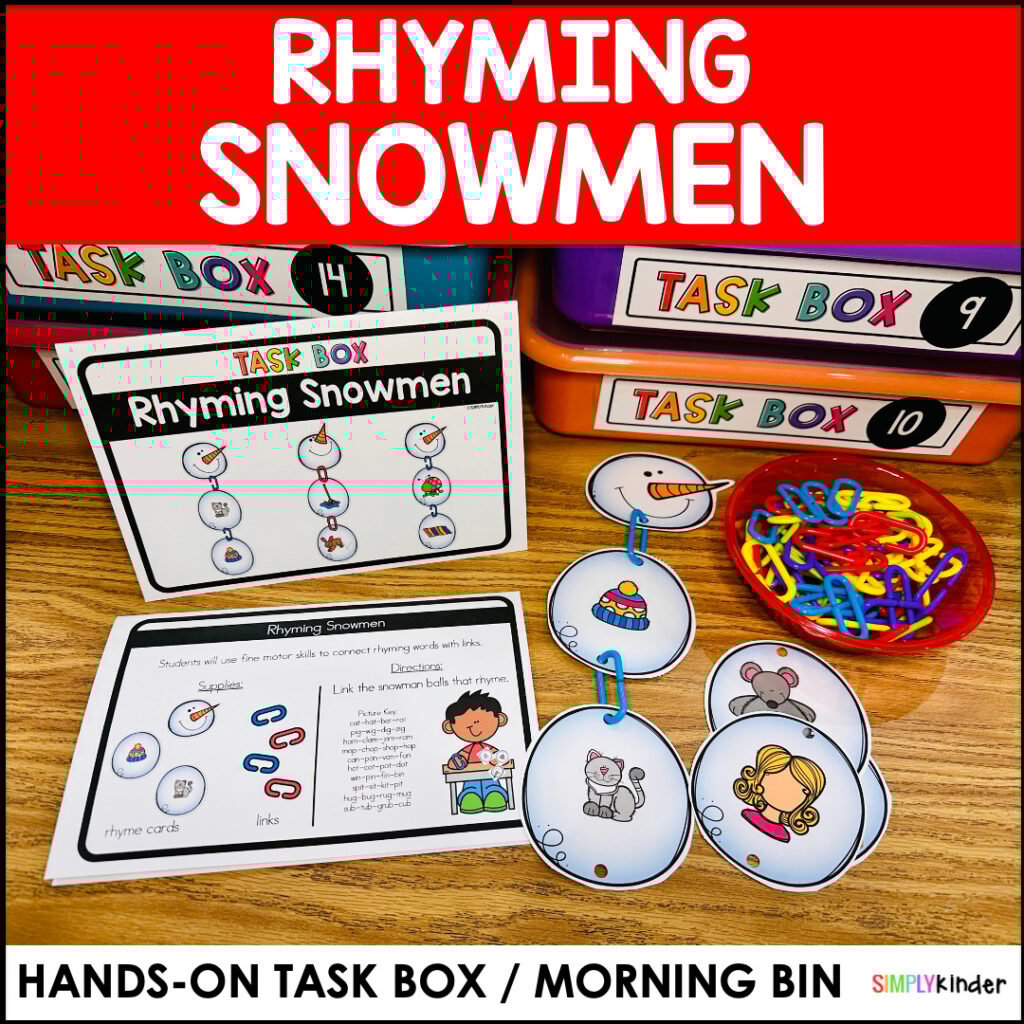Snowman Rhyming Center or Morning Bin for Winter - Simply Kinder